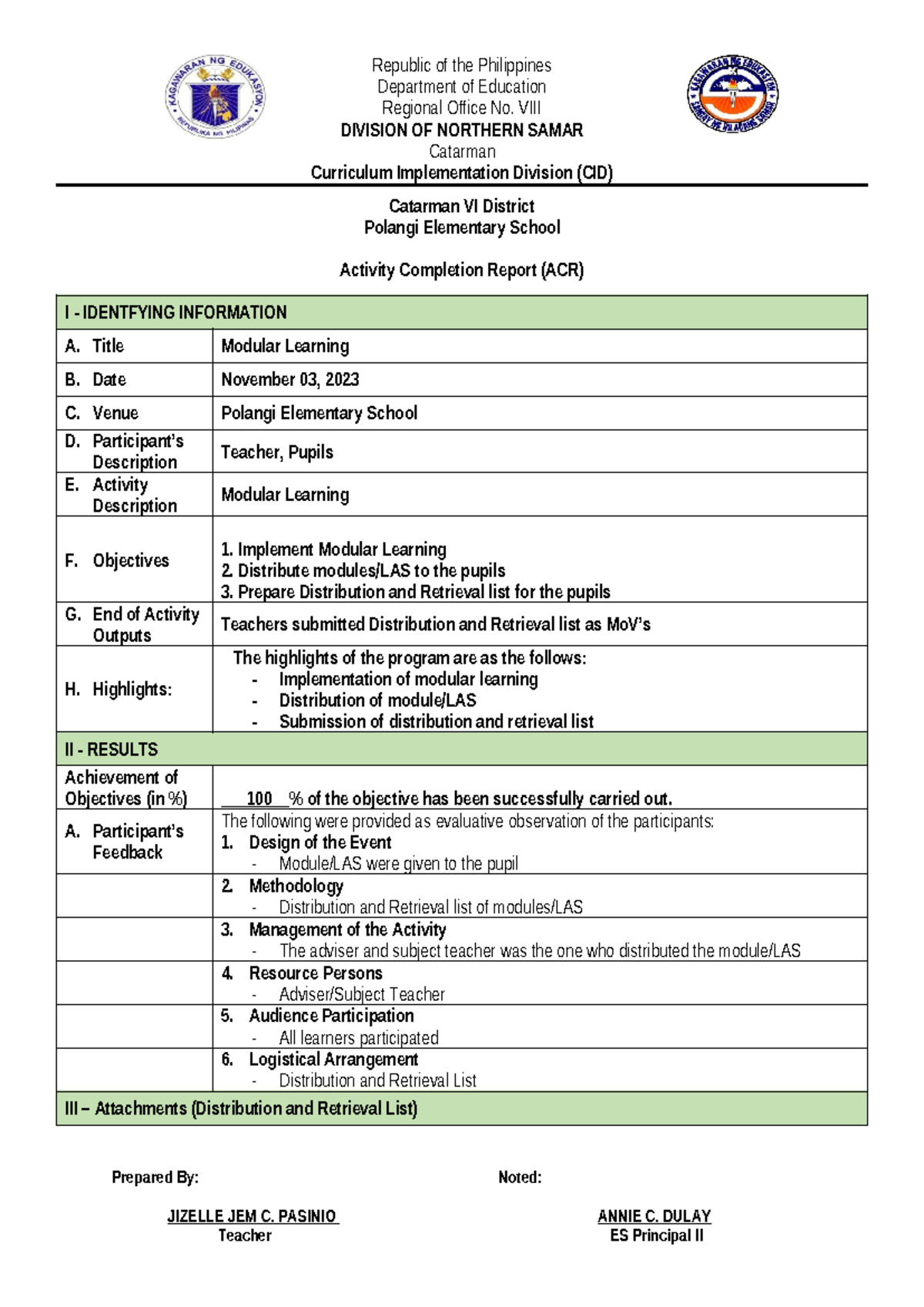 ACR Reading Catch UP Psyche - Republic of the Philippines Department of ...