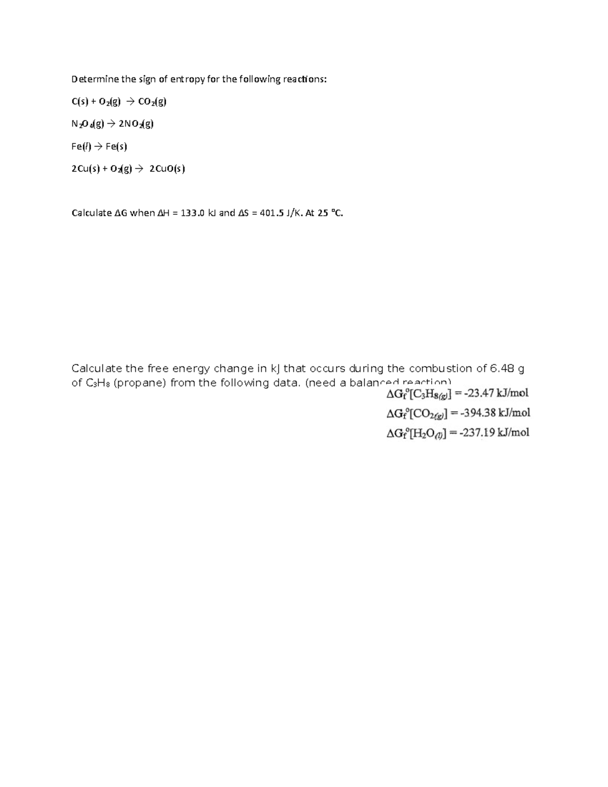PAL group 9 - Thermodynamics - Determine the sign of entropy for the ...