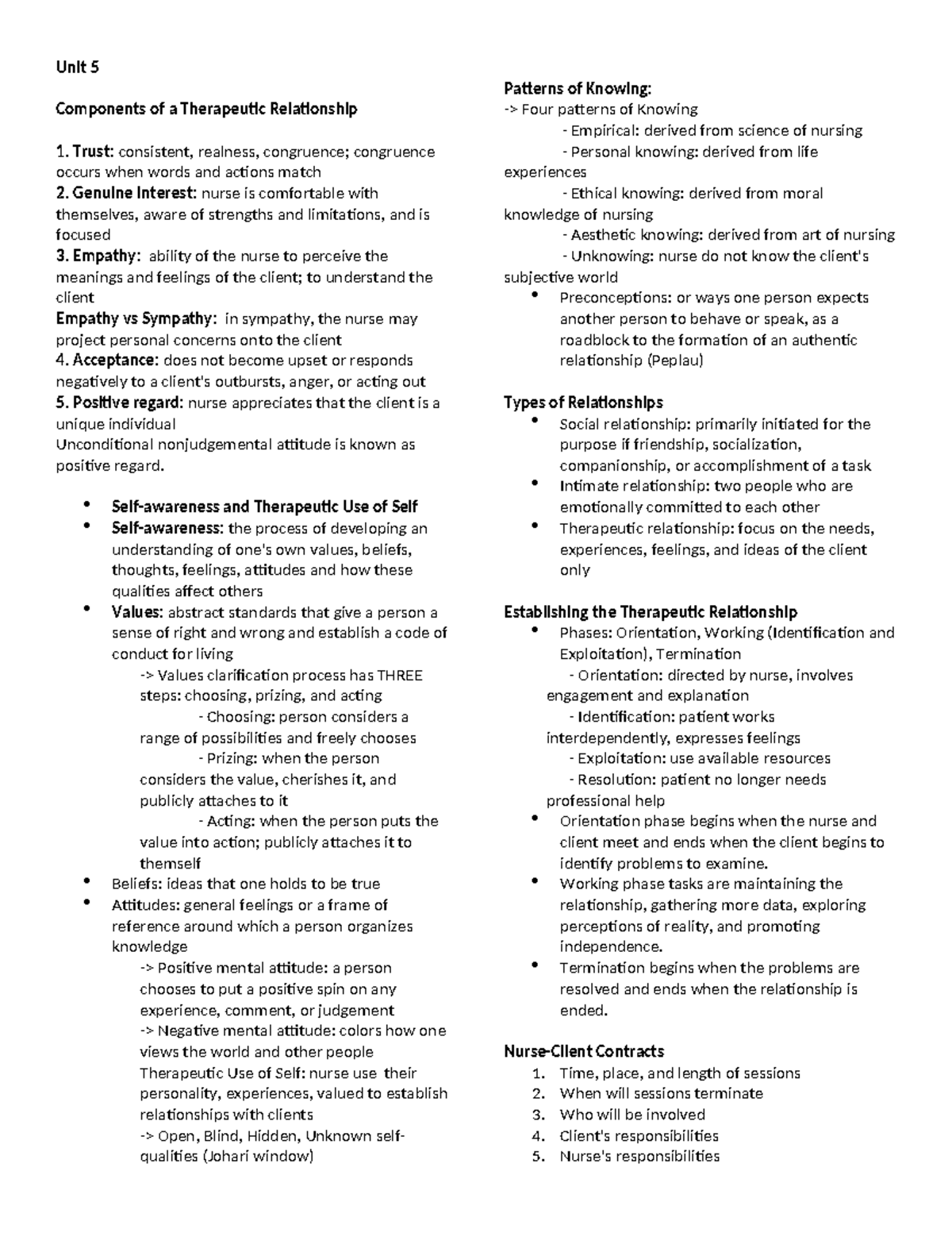 Unit-5 - Fcggg - Unit 5 Components of a Therapeutic Relationship 1 ...