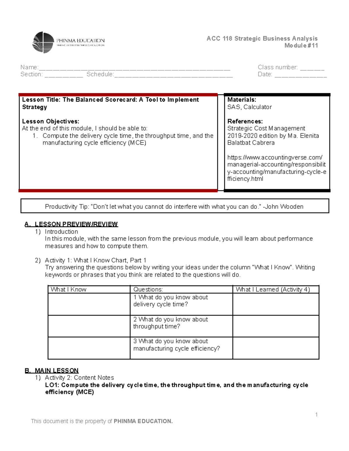 SAS11-ACC118 - lecture notes and summaries with activities for ACC 118 ...