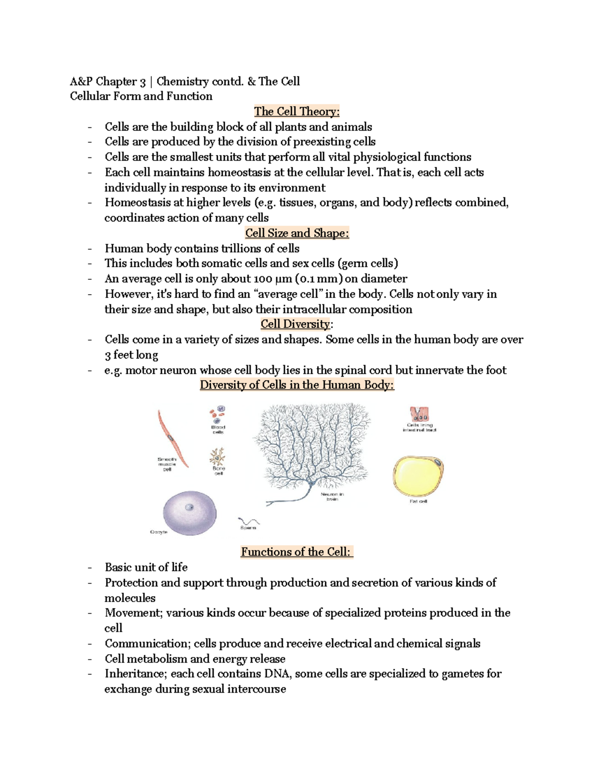 A&P Chapter 3 - Lecture notes 3 - A&P Chapter 3 | Chemistry contd ...