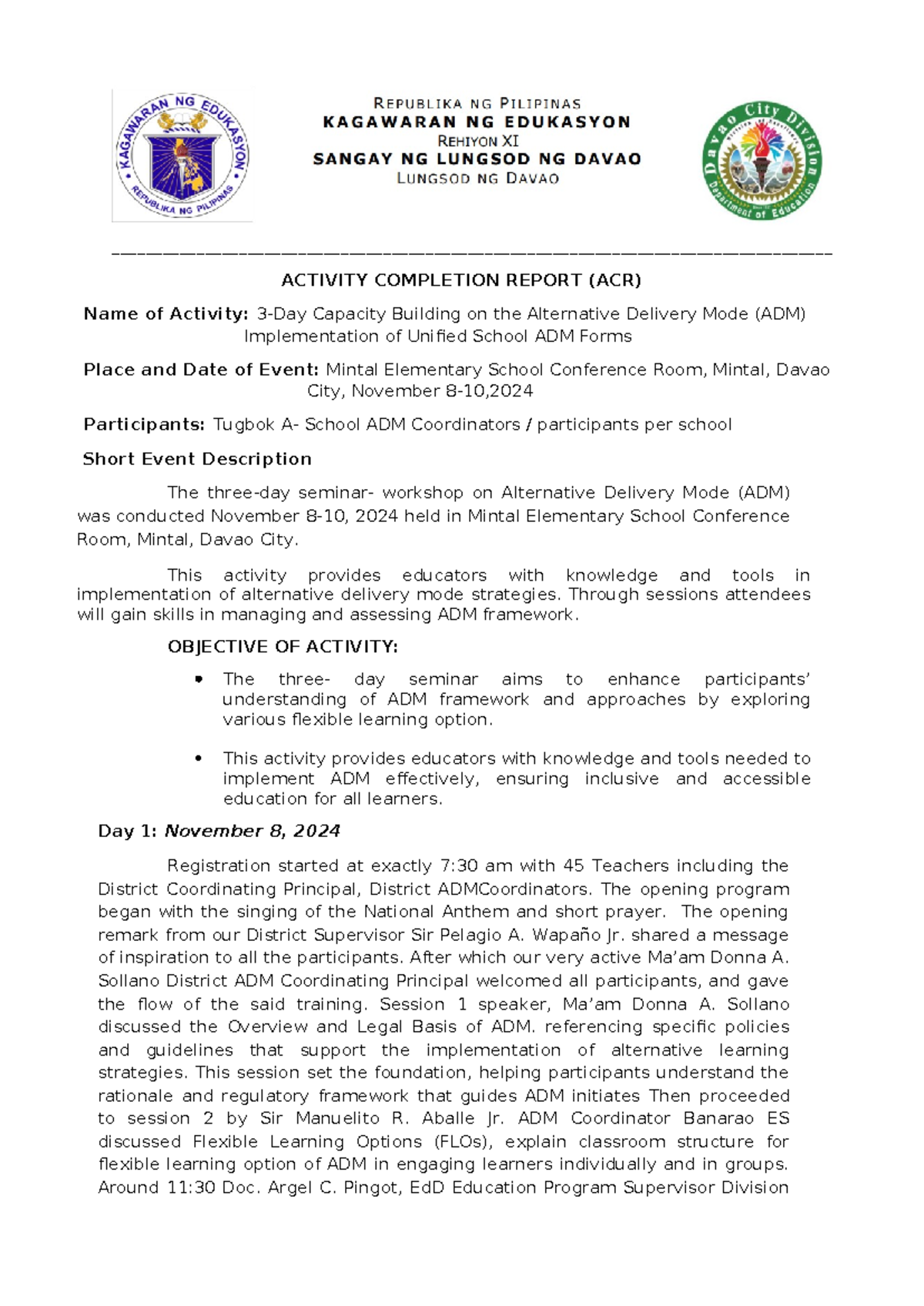 Activity Completion Report - - Studocu