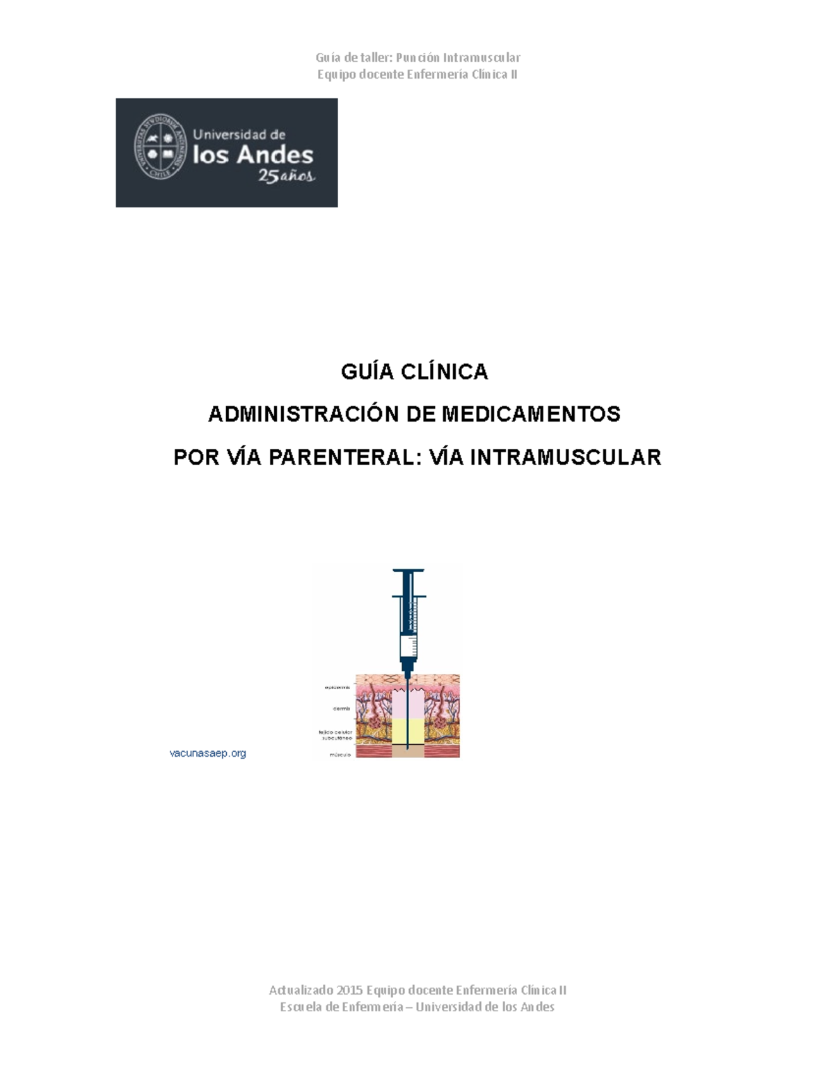 Guia de punción intramuscular - de taller: Intramuscular Equipo docente ...