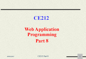 Part1 - part 1 of lectures - CE Web Application Programming Part 1 ...