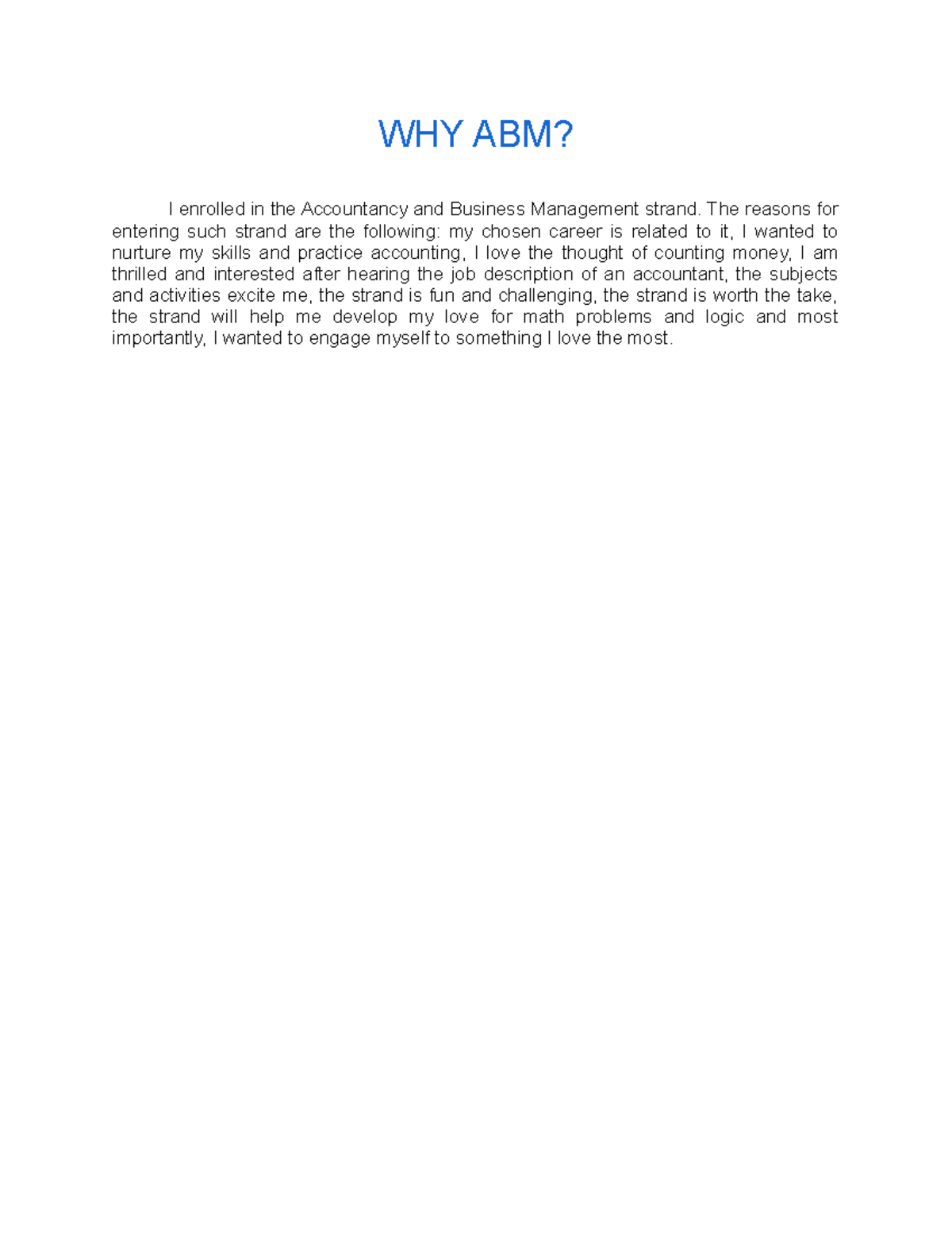 WHY ABM - Why pursue ABM as a top choice among Senior High School ...