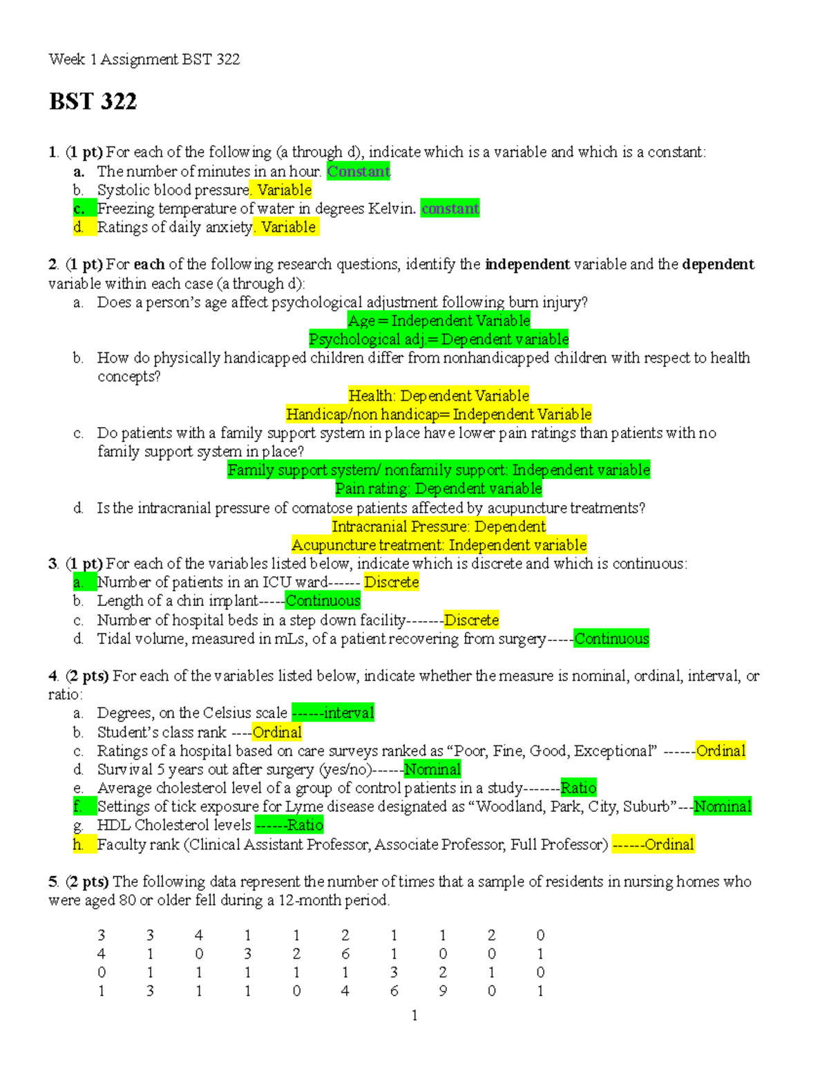 BST 322 assignment 1 - BST 322 (1 pt) For each of the following (a through d), indicate which is ...