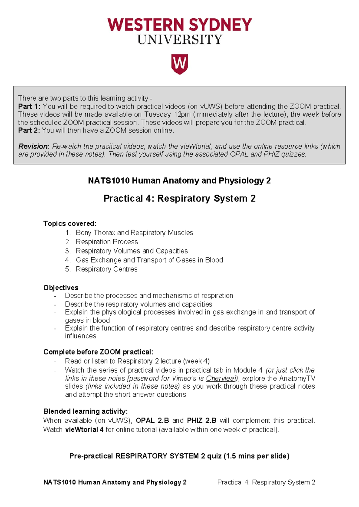 Practical 4 Respiratory System 2 (student) - There are two parts to ...