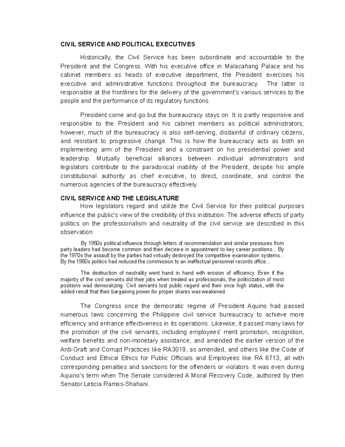 Civil Service AND Political Executives - CIVIL SERVICE AND POLITICAL ...