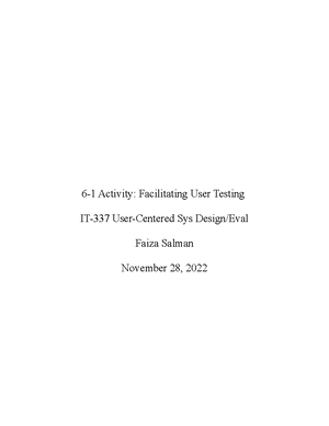 IT-337 Project Three-Usability Testing - IT 337 Project Three Usability ...