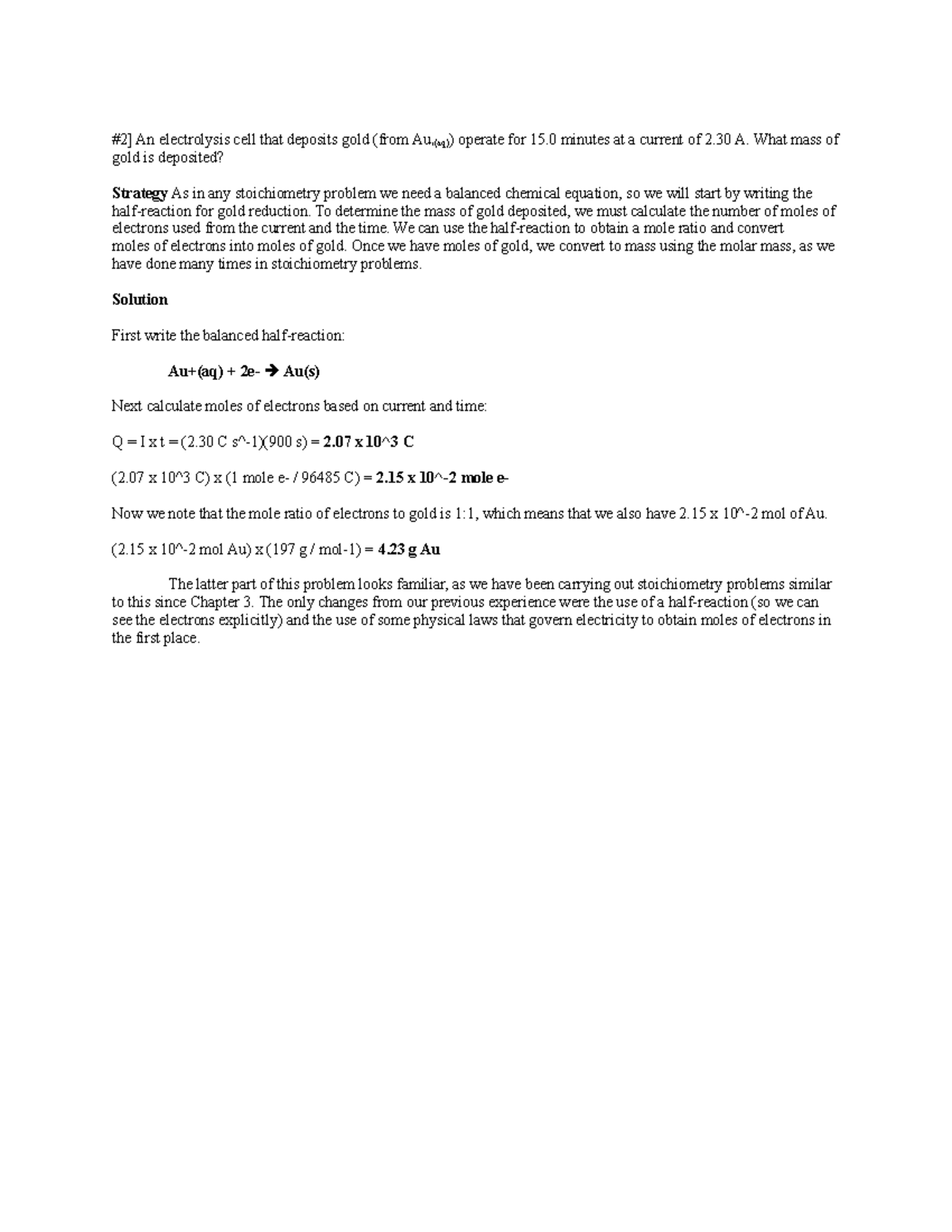 Physical Chemistry - #2] An electrolysis cell that deposits gold (from ...