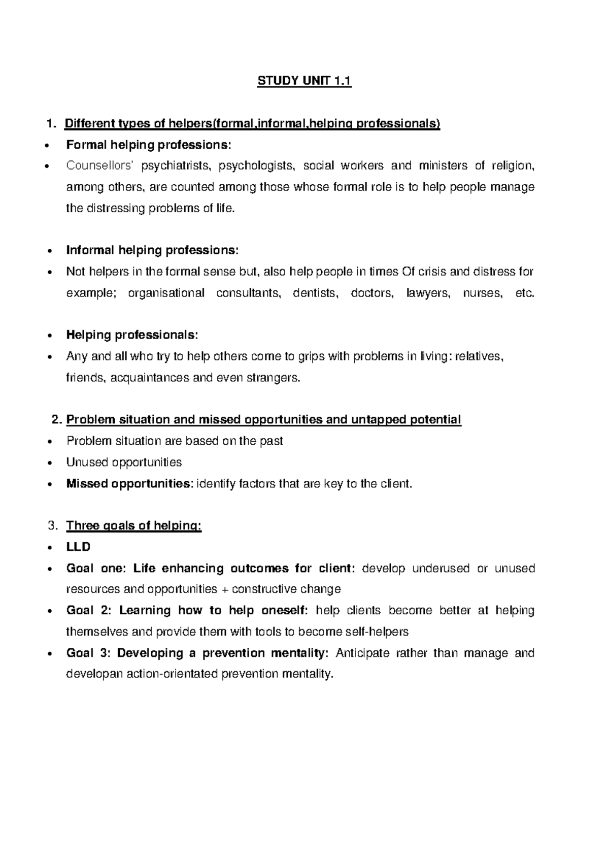 PSYC 321 Study UNIT 1-5 Notes - STUDY UNIT 1. 1. Different types of ...