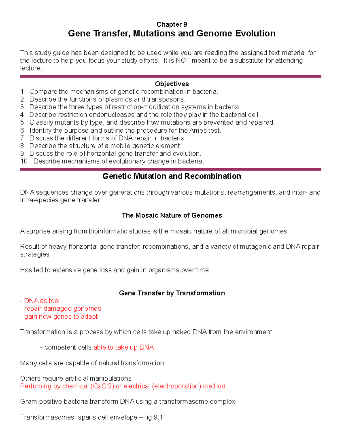 Gene transfer mutations - Chapter 9 Gene Transfer, Mutations and Genome ...