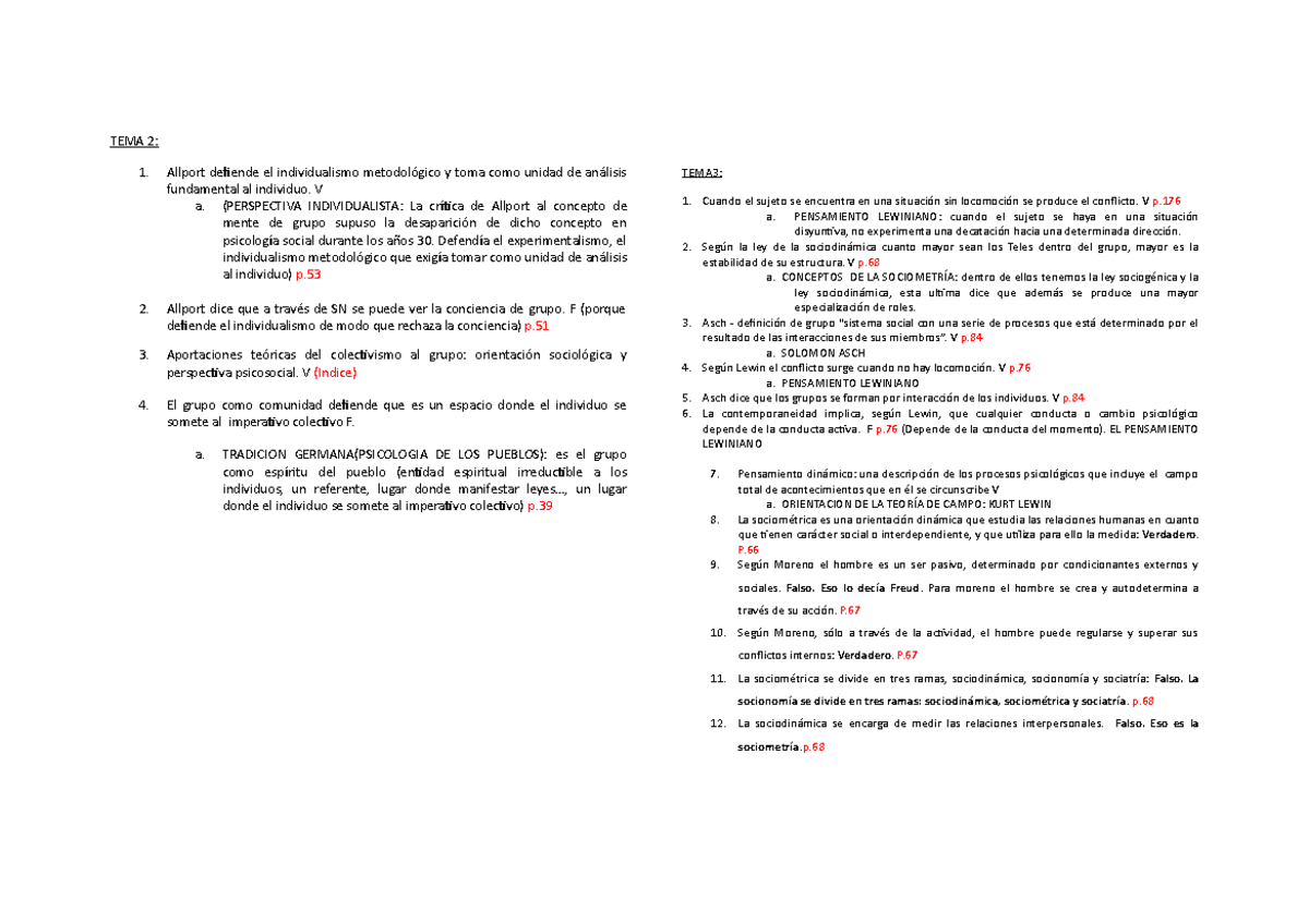 PREGUNTAS EXÁMENES - TEMA 2: 1. Allport deiende el individualismo ...