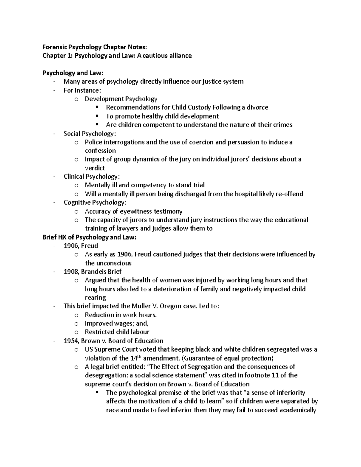 Forensic Psychology Chapter Notes - Forensic Psychology Chapter Notes ...