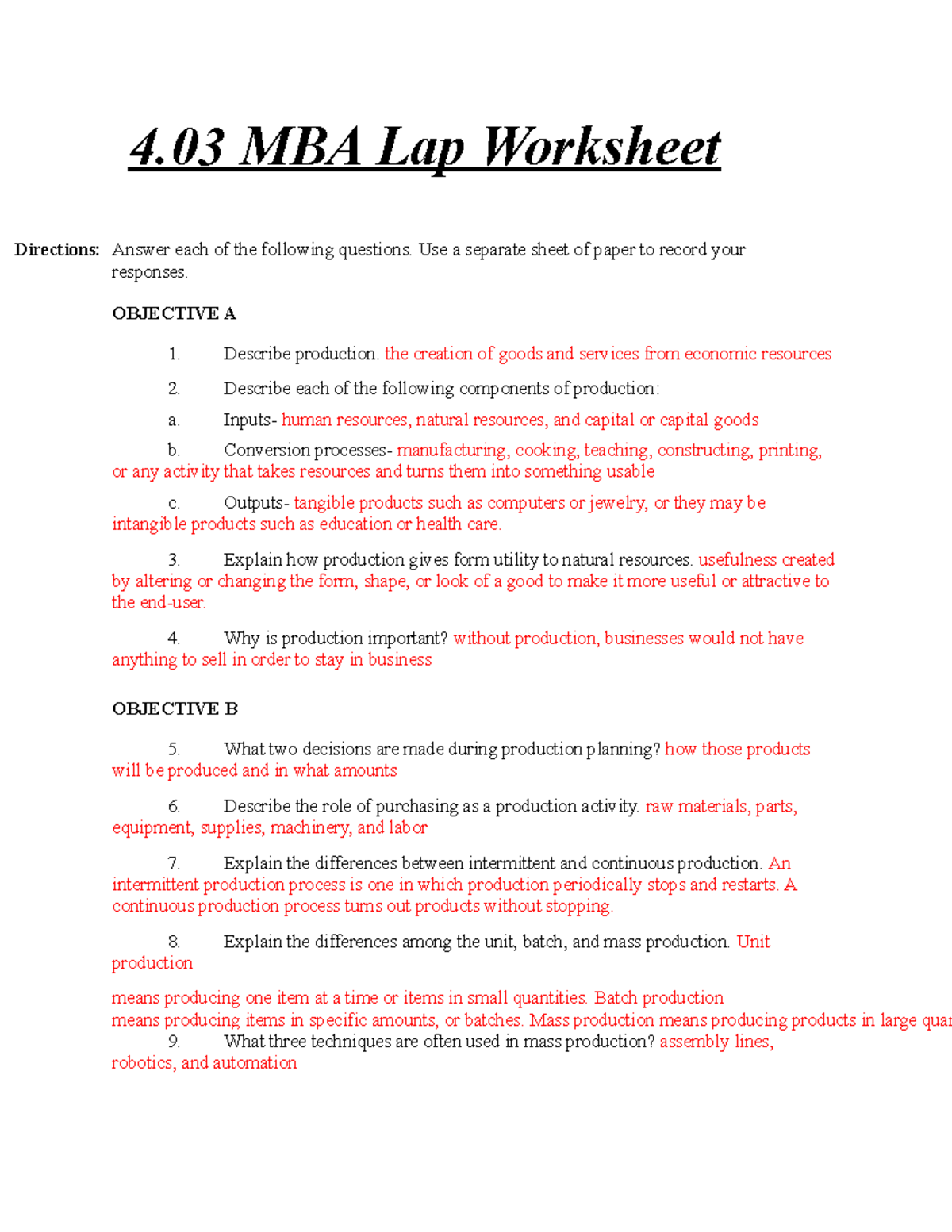 4.03 mba lap worksheet (1) - 4 MBA Lap Worksheet Directions: Answer ...