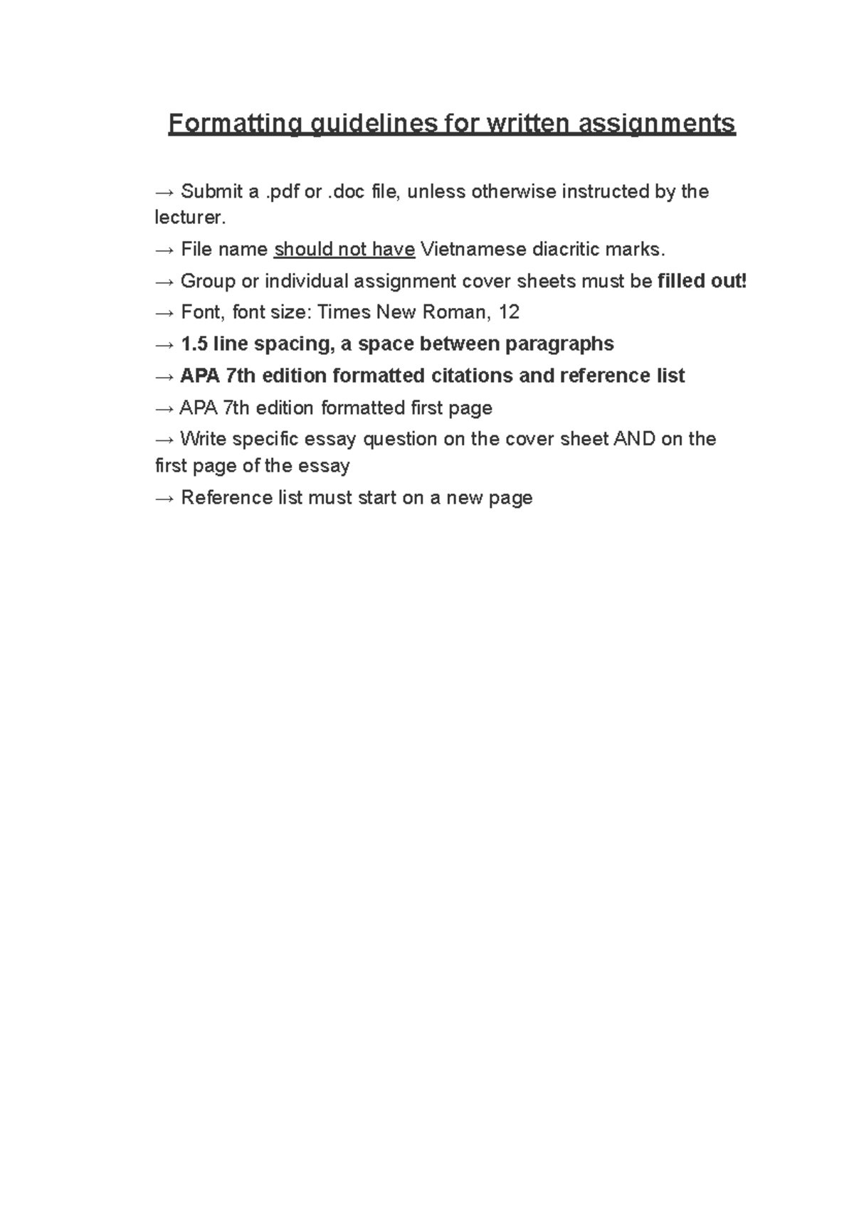 Formatting guidelines for written assignments - pdf or .doc file ...
