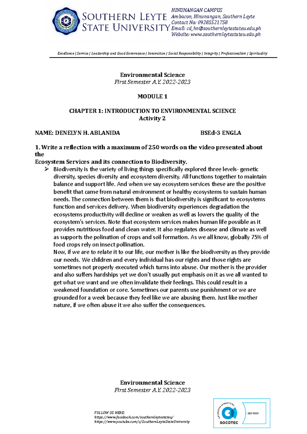 ENVI-SCI- Learning-TASK-2-3 - Environmental Science First Semester A ...