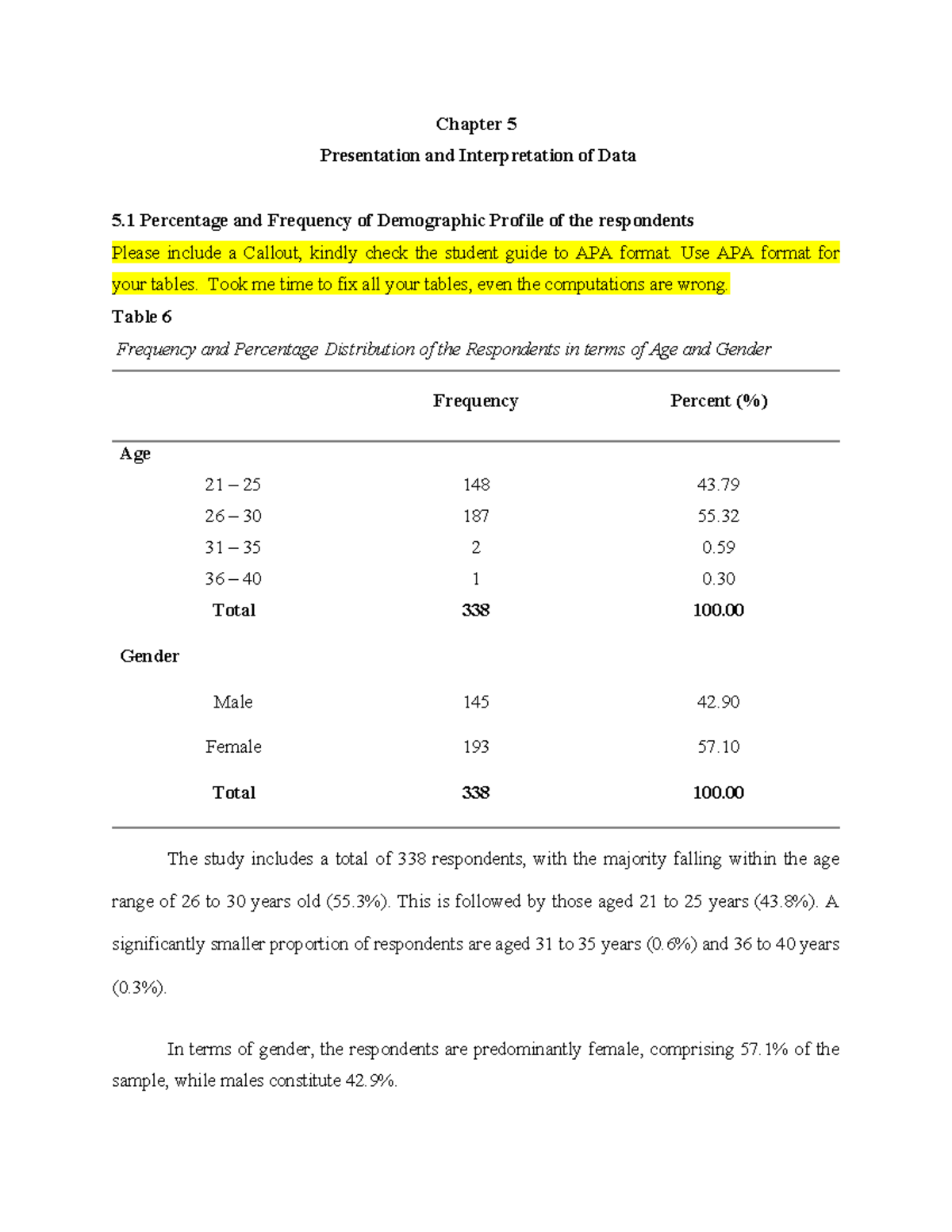 Chapter 5 and 6 - Research - Chapter 5 Presentation and Interpretation ...