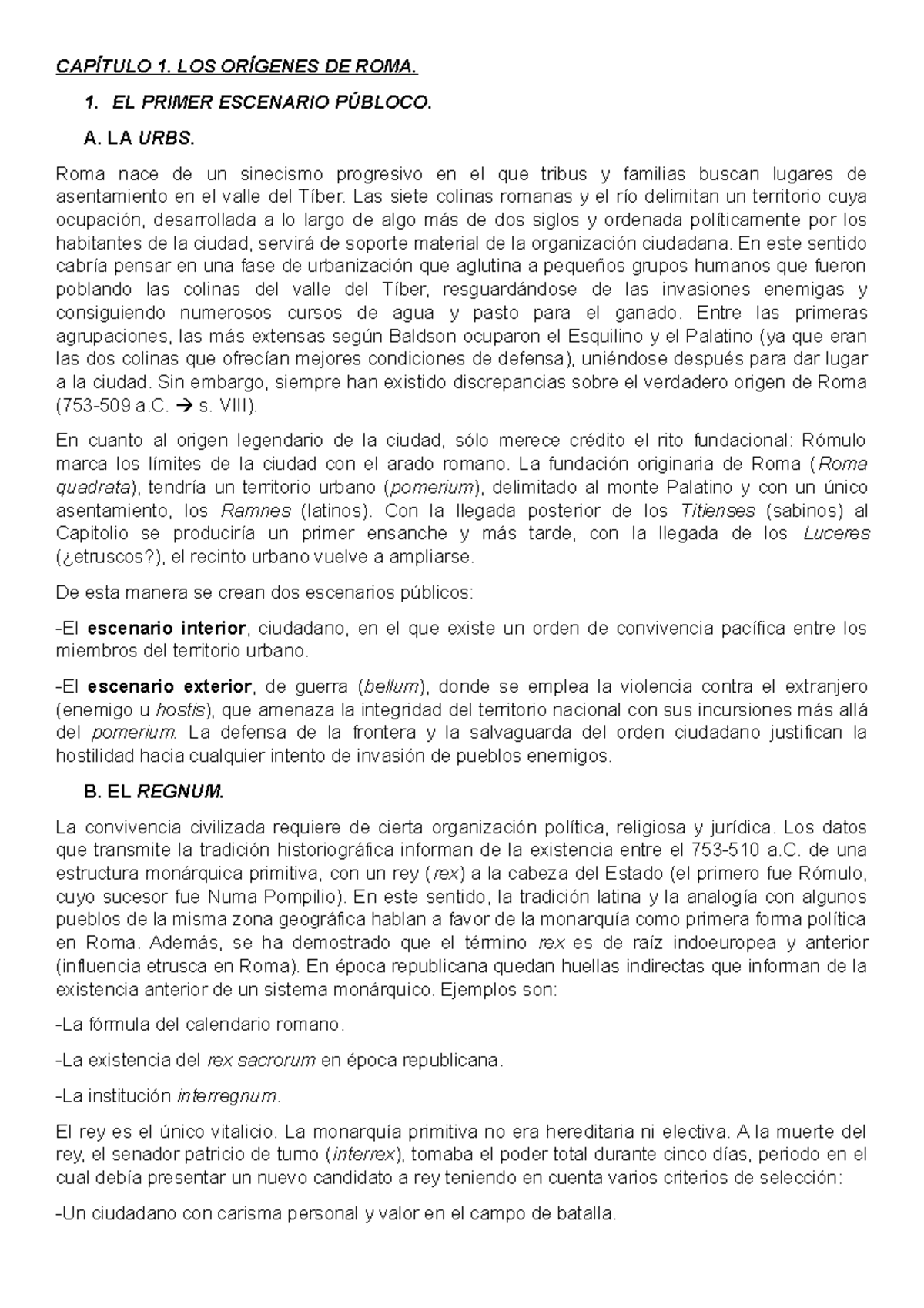 EL Primer Escenario PÚ Blico - CAPÍTULO 1. LOS ORÍGENES DE ROMA. 1 PRIMER ESCENARIO PÚBLOCO. A ...