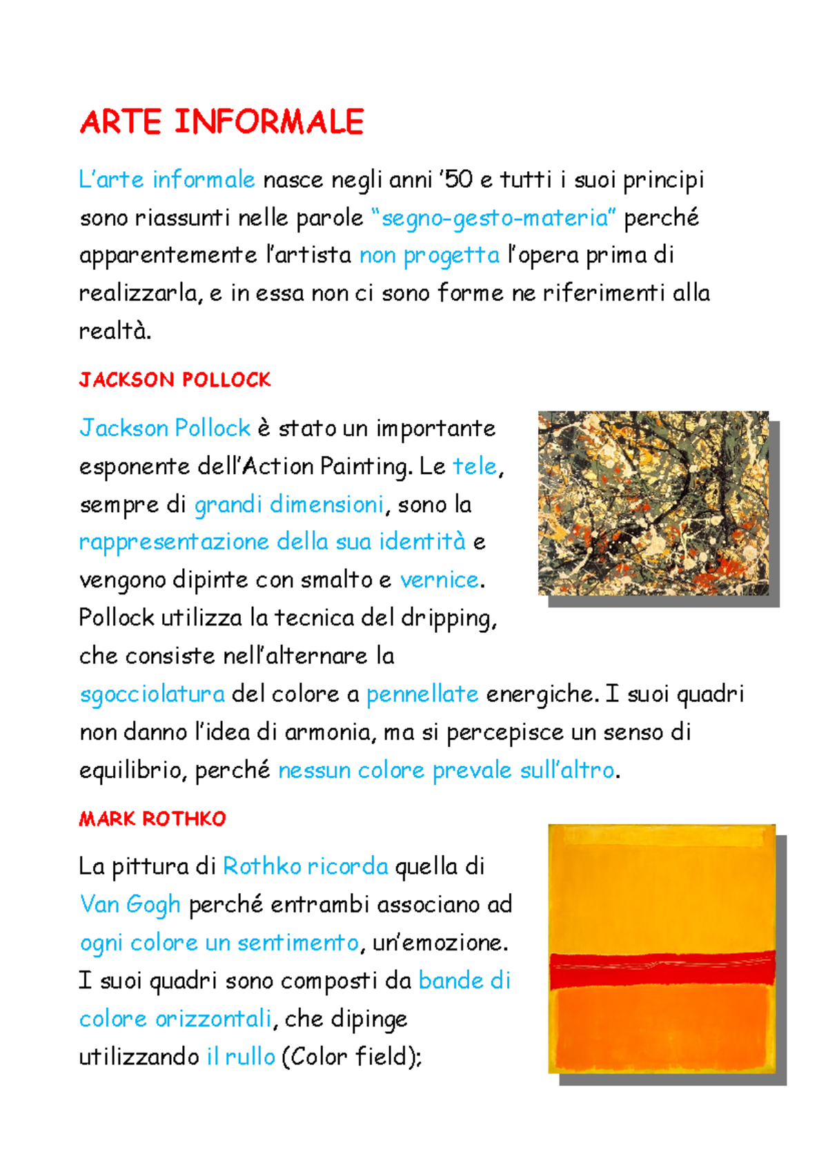 ARTE Informale - ARTE INFORMALE L’arte informale nasce negli anni ’50 e ...