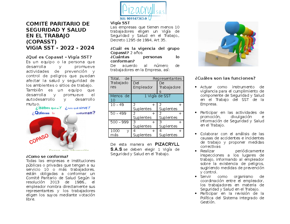 Folleto Información Vigía SST - COMITÉ PARITARIO DE SEGURIDAD Y SALUD ...