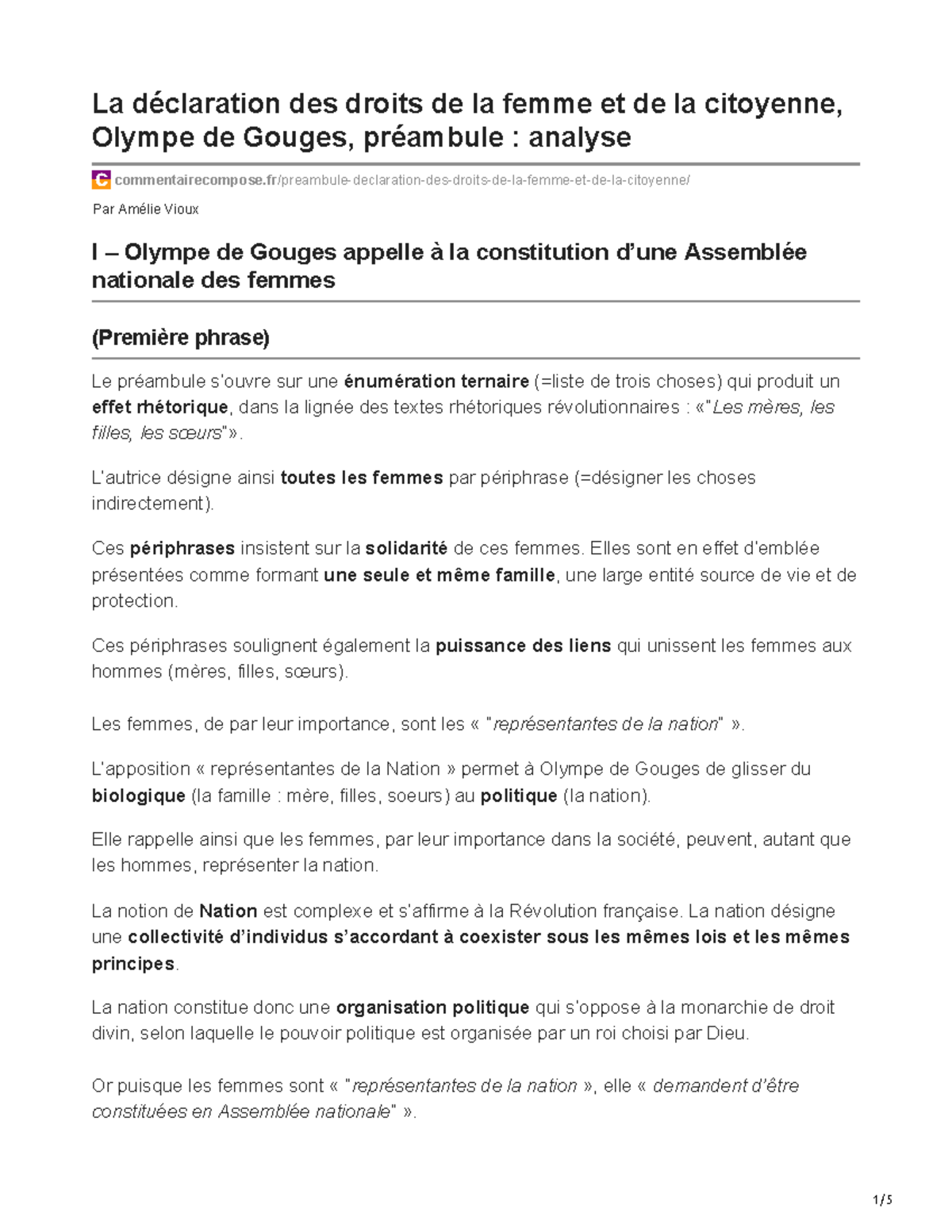 Commentairecompose.fr-La déclaration des droits de la femme et de la ...