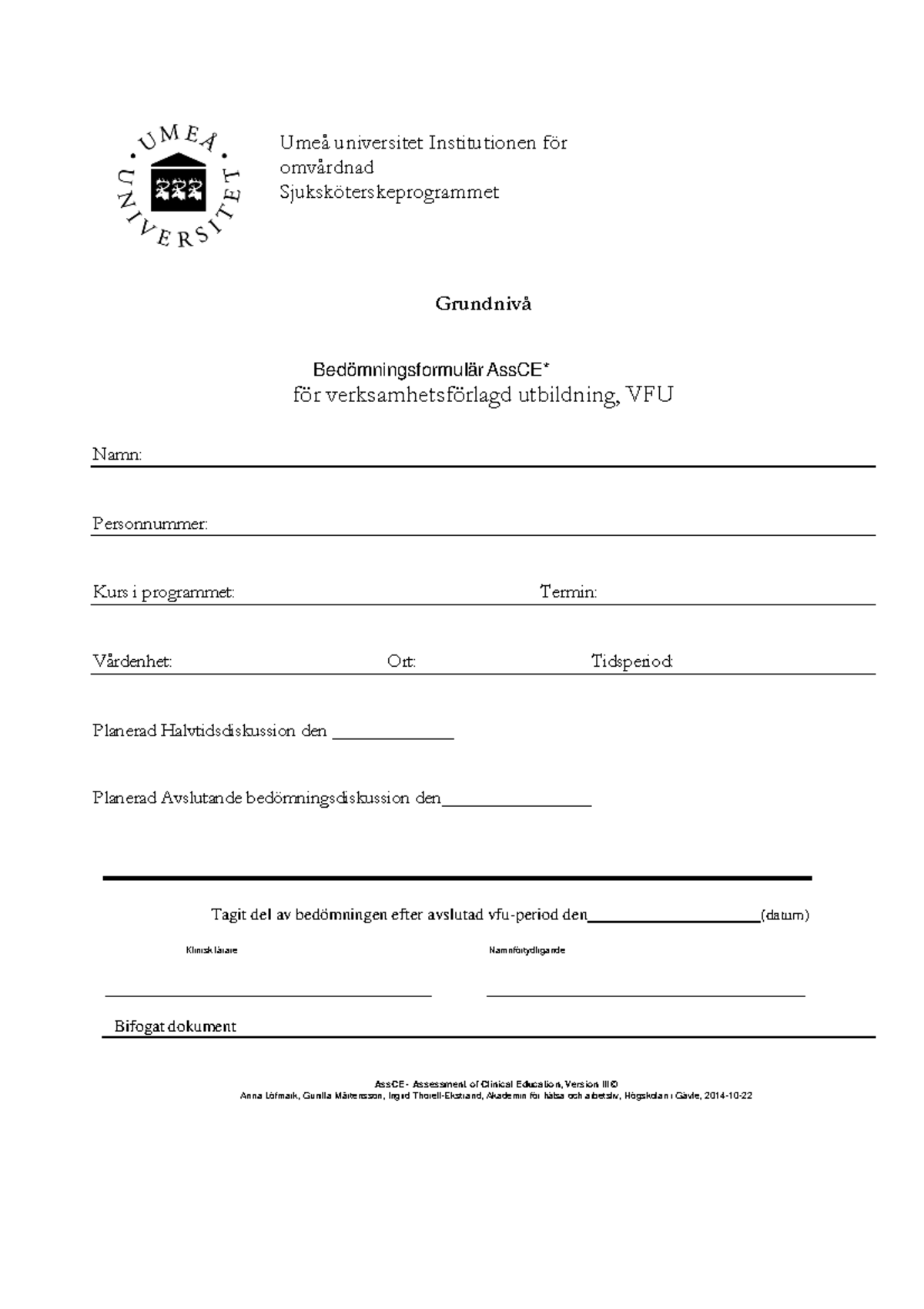 Ass CE-formulär slutgiltig - Umeå universitet Institutionen för ...