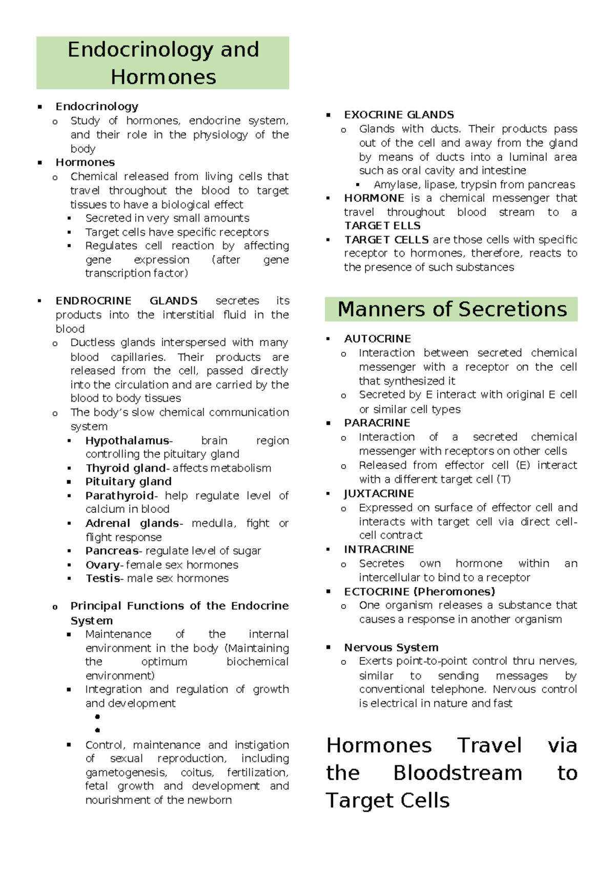 Endocrinology-and-Hormones - Endocrinology and Hormones Endocrinology o ...