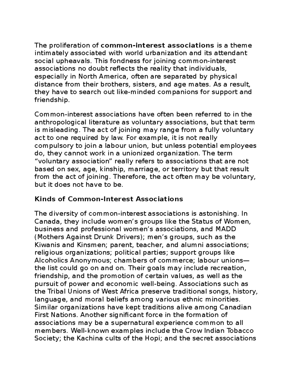 Kinds of Common-Interest Associations - The proliferation of common ...