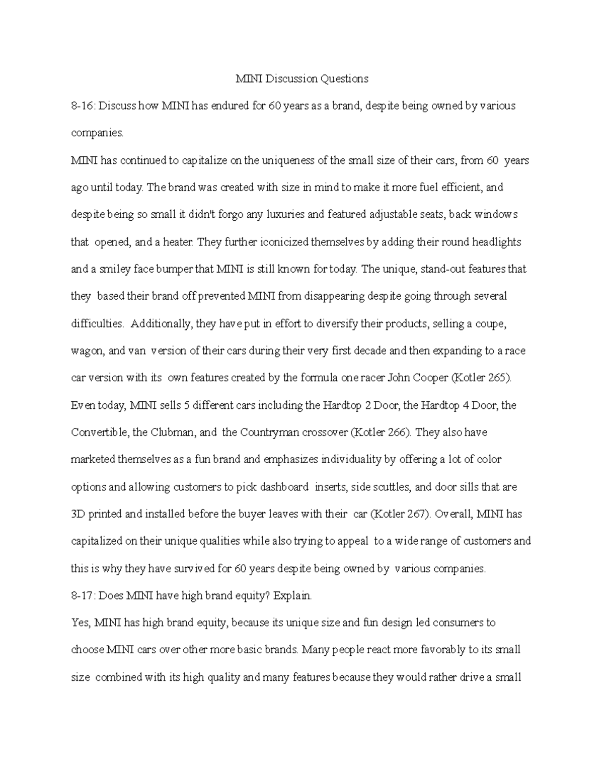 Mini Case - Google Docs - professor scarf - MINI Discussion Questions 8 ...