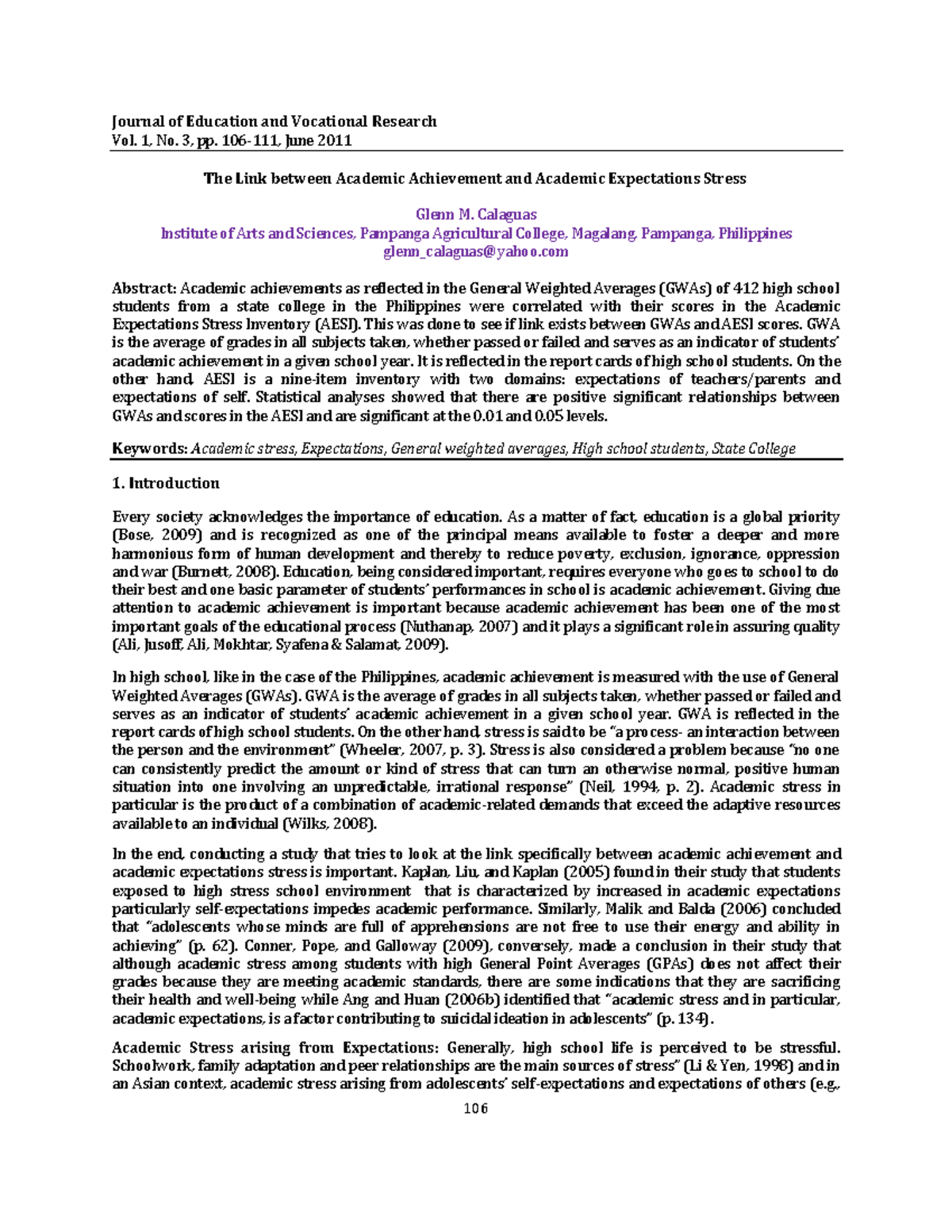 Rrl 5 - N/A - Journal of Education and Vocational Research Vol. 1, No ...