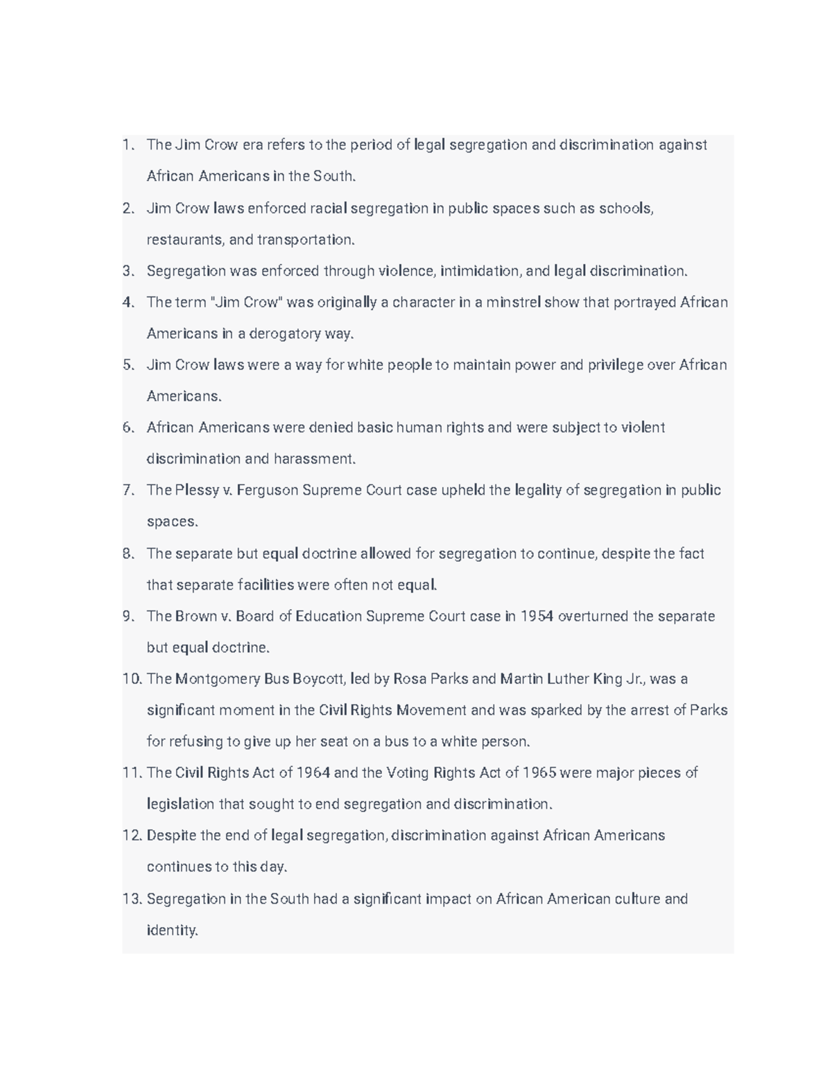 Examining the Jim Crow Era and Segregation in the South Notes - The Jim ...