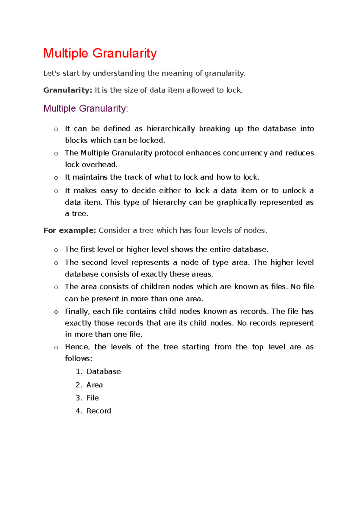 18.Multiple Granularity - Multiple Granularity Let's start by understanding the meaning of - Studocu