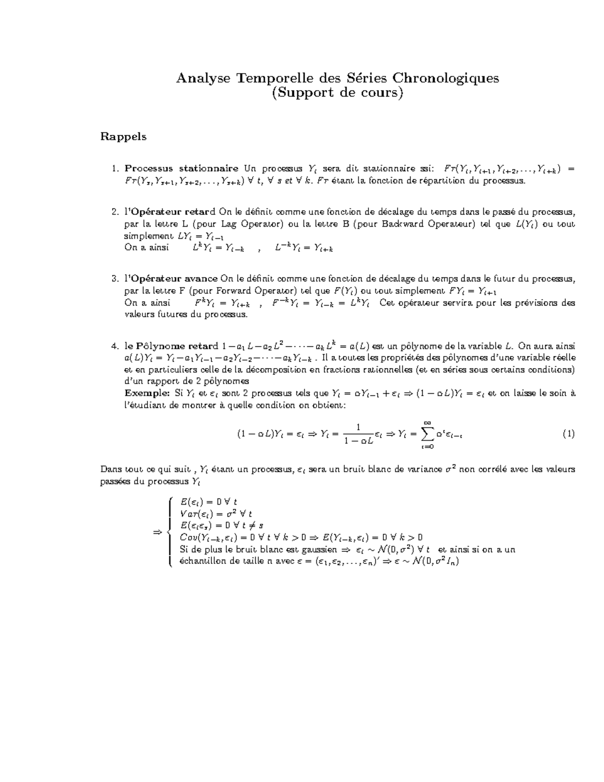 Arma - Analyse Temporelle des Séries Chronologiques (Support de cours ...