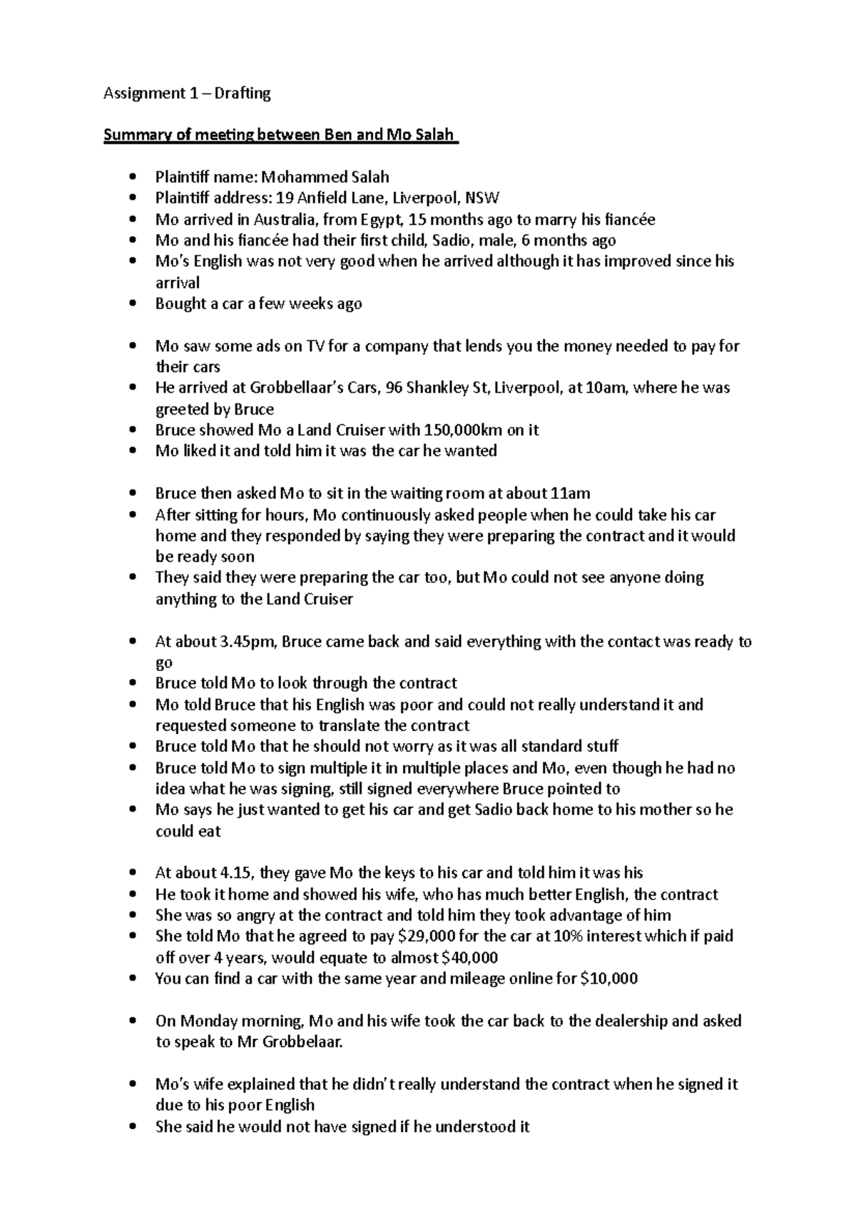 Letter of advice assignment 1 - Assignment 1 – Drafting Summary of ...