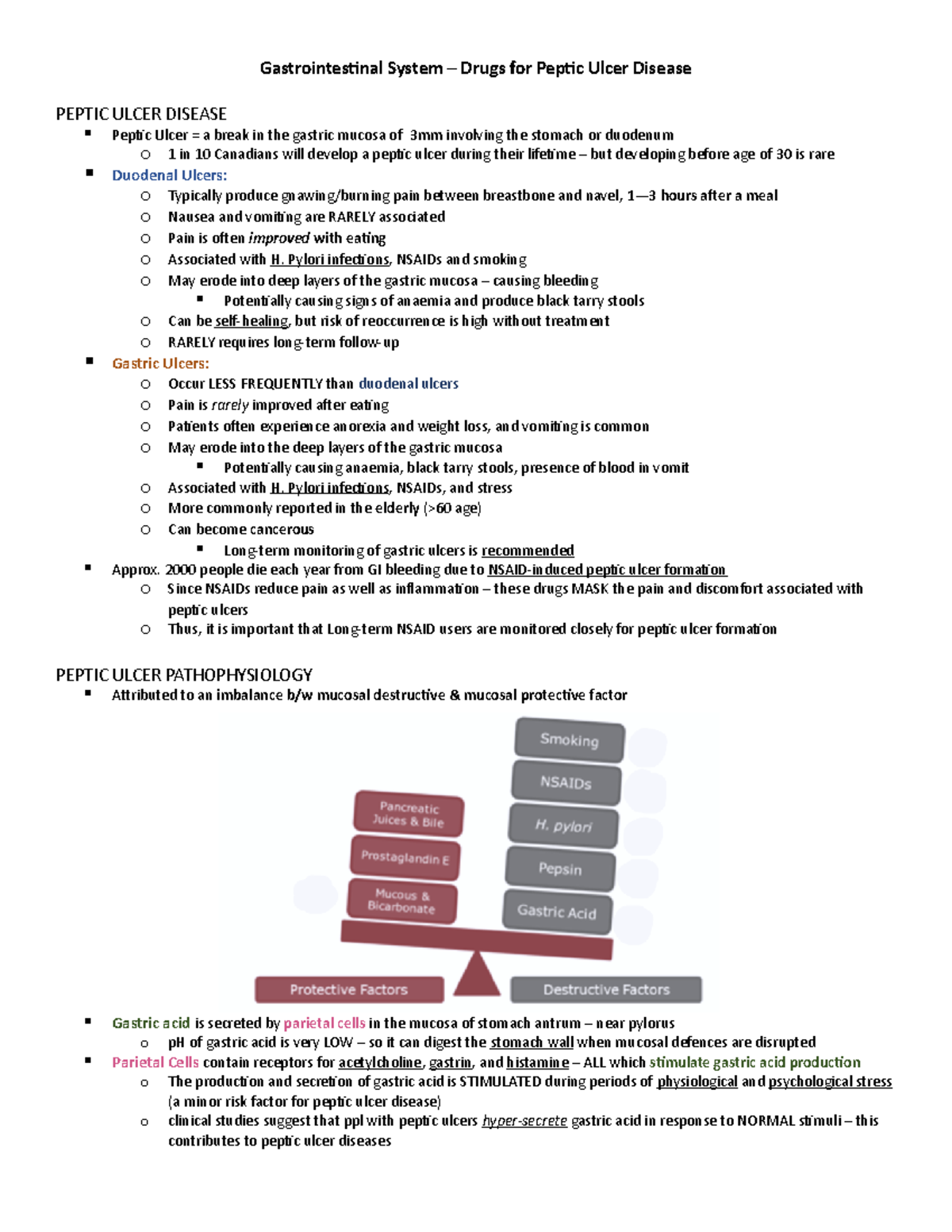 GI module pharm - Gastrointestinal System – Drugs for Peptic Ulcer ...