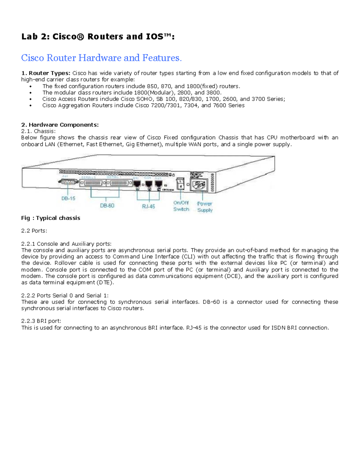 Chapter 1 - Router Elements v2 Anup Shrestha - Lab 2: Cisco® Routers ...