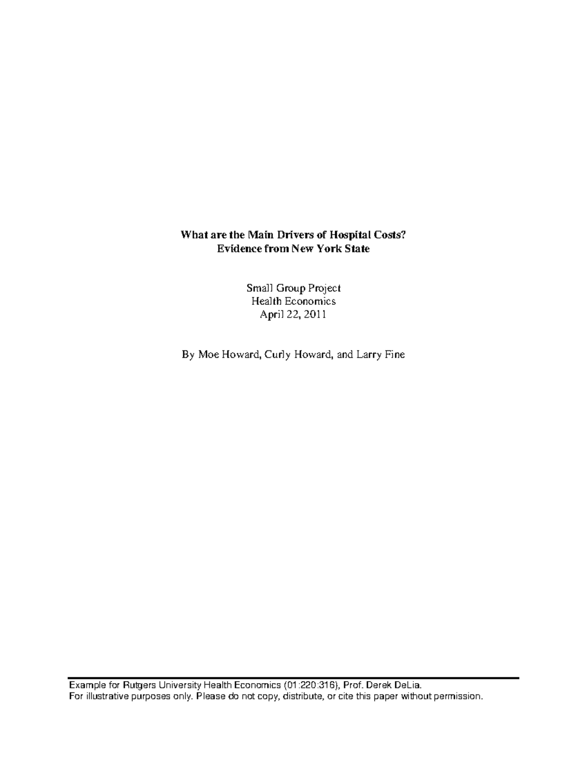 Example - final paper - Example for Rutgers University Health Economics ...