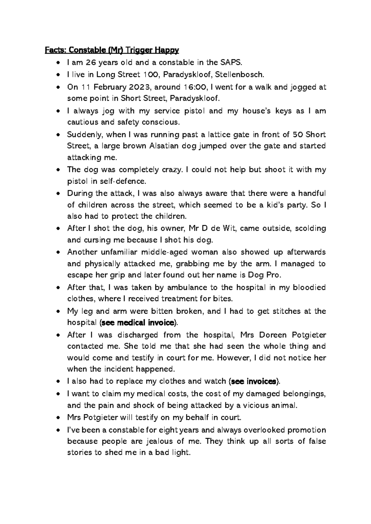 Factsheet Trigger Happy 2024 - Facts: Constable (Mr) Trigger Happy - I ...