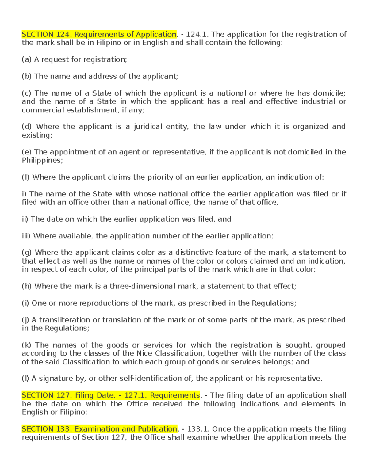 Trademarks - SECTION 124. Requirements of Application. - 124. The ...