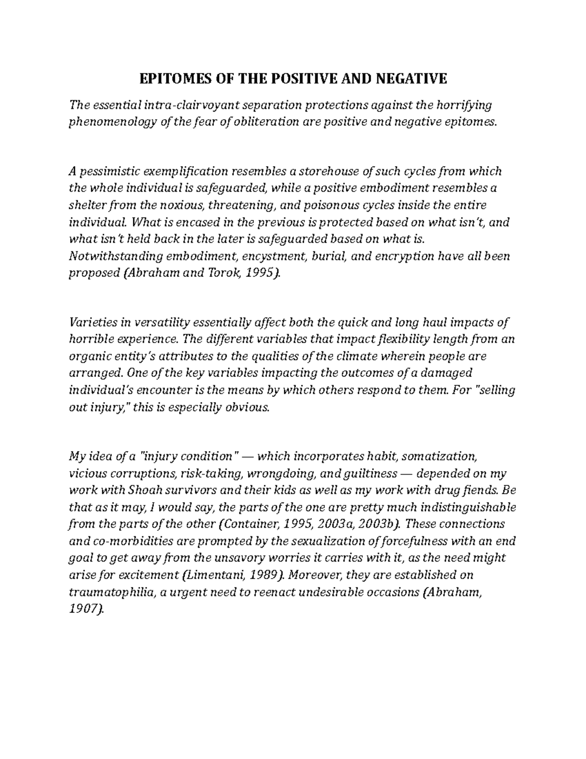 Epitomes OF THE Positive AND Negative - EPITOMES OF THE POSITIVE AND ...