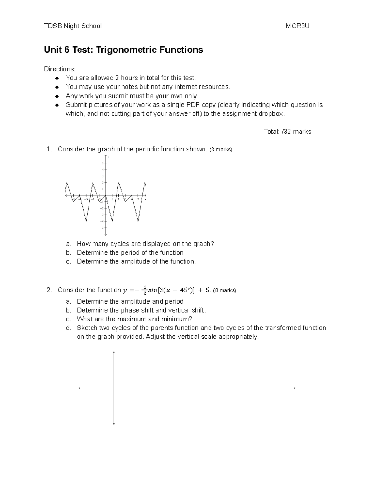 Night School Mcr3u U6 Test Tdsb Night School Mcr3u Unit 6 Test