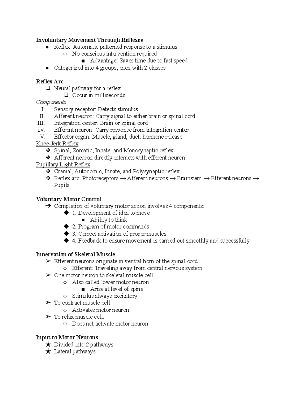 Reflexes and Voluntary Control - Involuntary Movement Through Reflexes ...