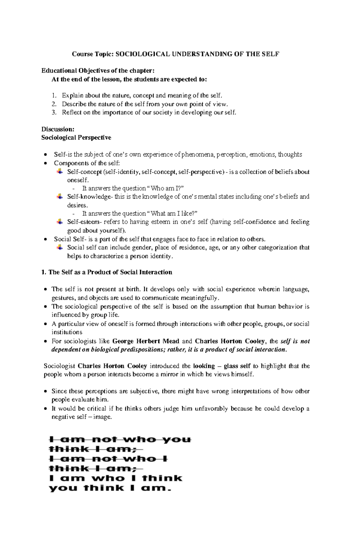 Lesson 2 The Sociological Perspective of the Self - Understanding the ...