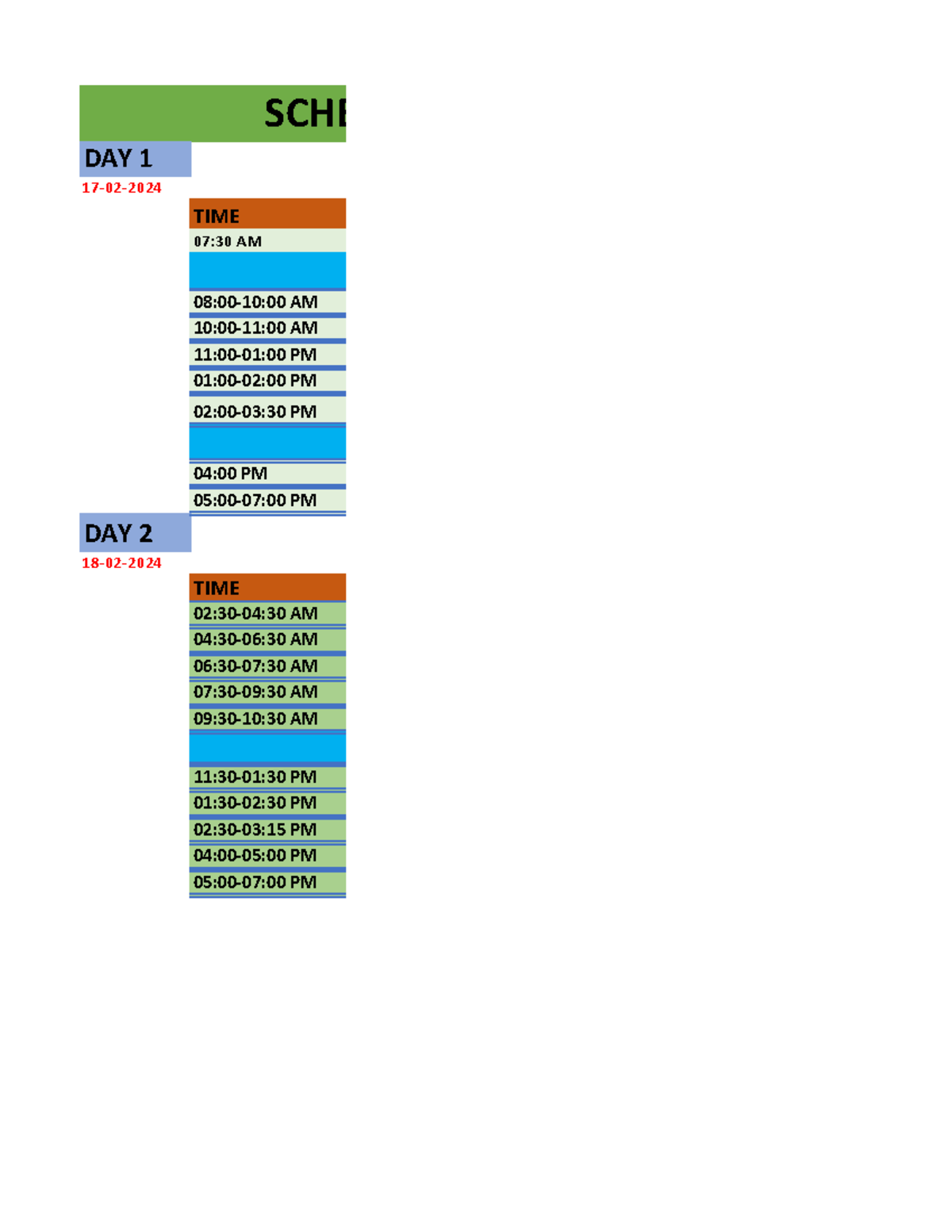 Book1 - Btech cse 3rd year daa - DAY 1 17-02- TIME 07:30 AM 08:00-10:00 ...