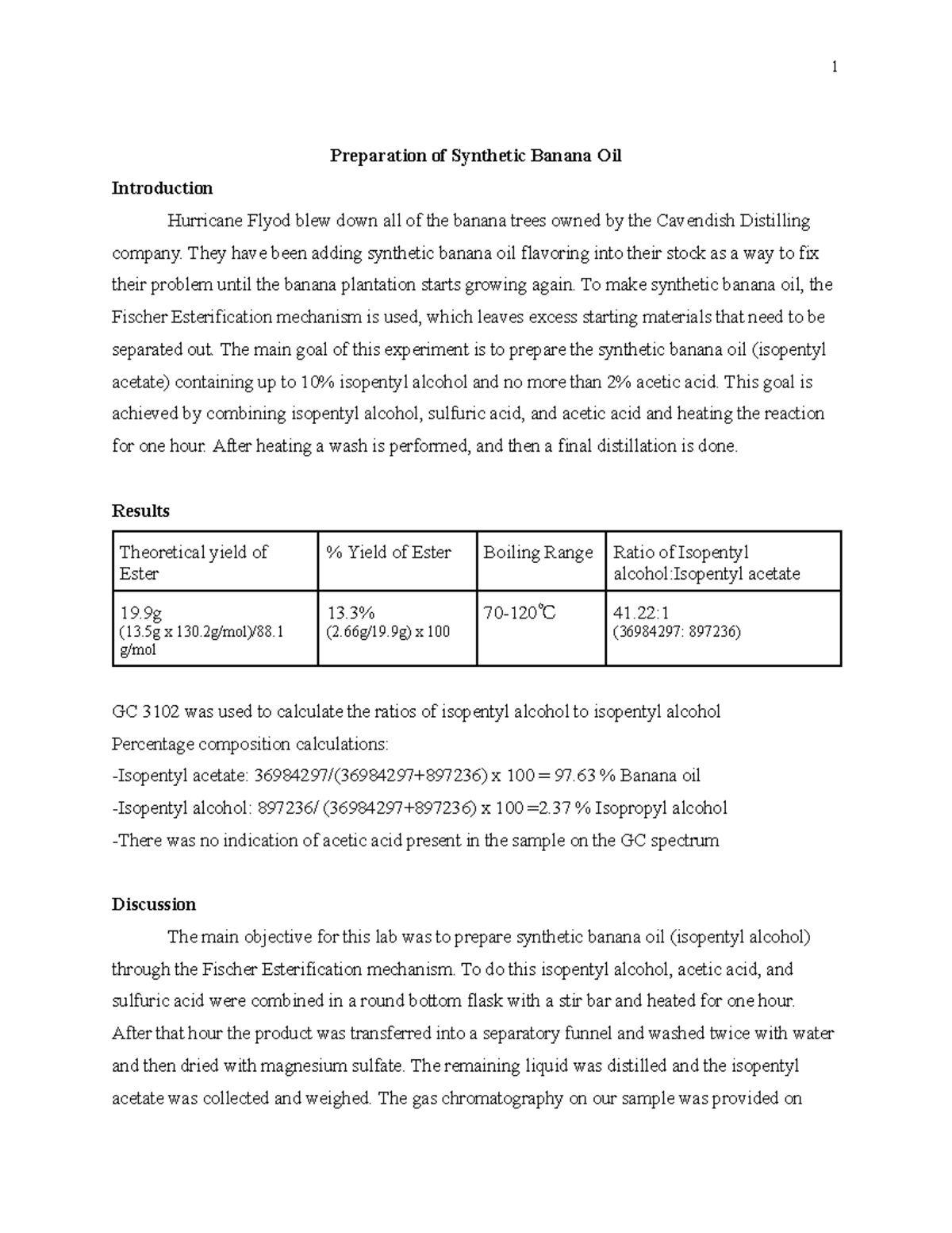 Preparation of synthetic banana oil - Preparation of Synthetic Banana ...