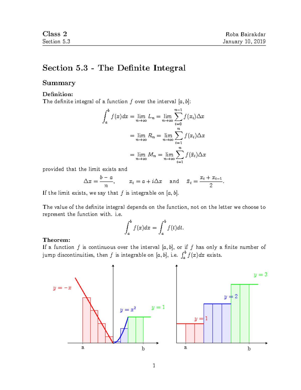 MATH 205 Class 02 - Lecture notes 2 - Section 5. January 10, 2019 ...