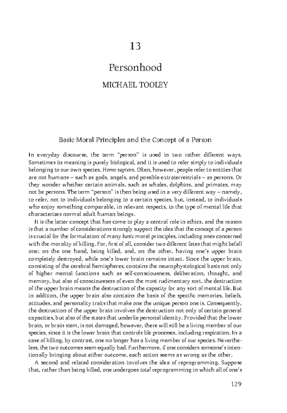Personhood (michael tooley 2009 ) (A Companion to Bioethics, Helga ...