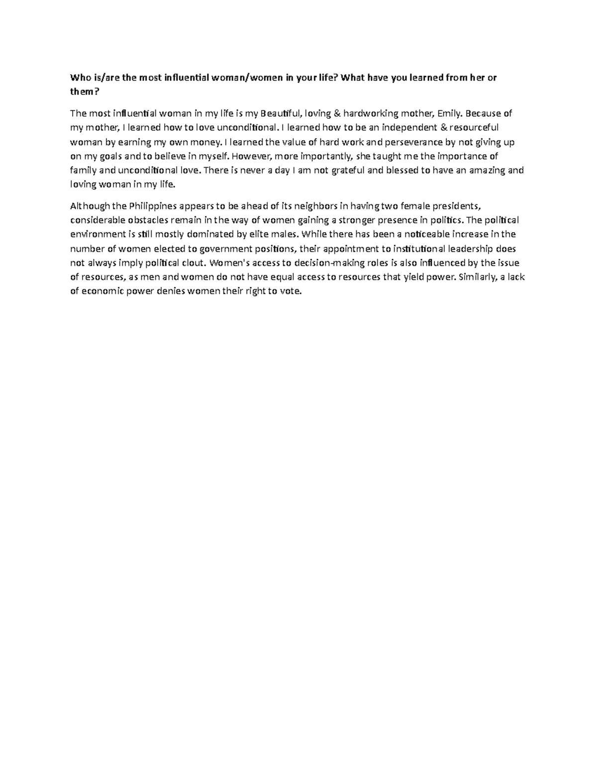 Most influential - essay - Who is/are the most influential woman/women ...