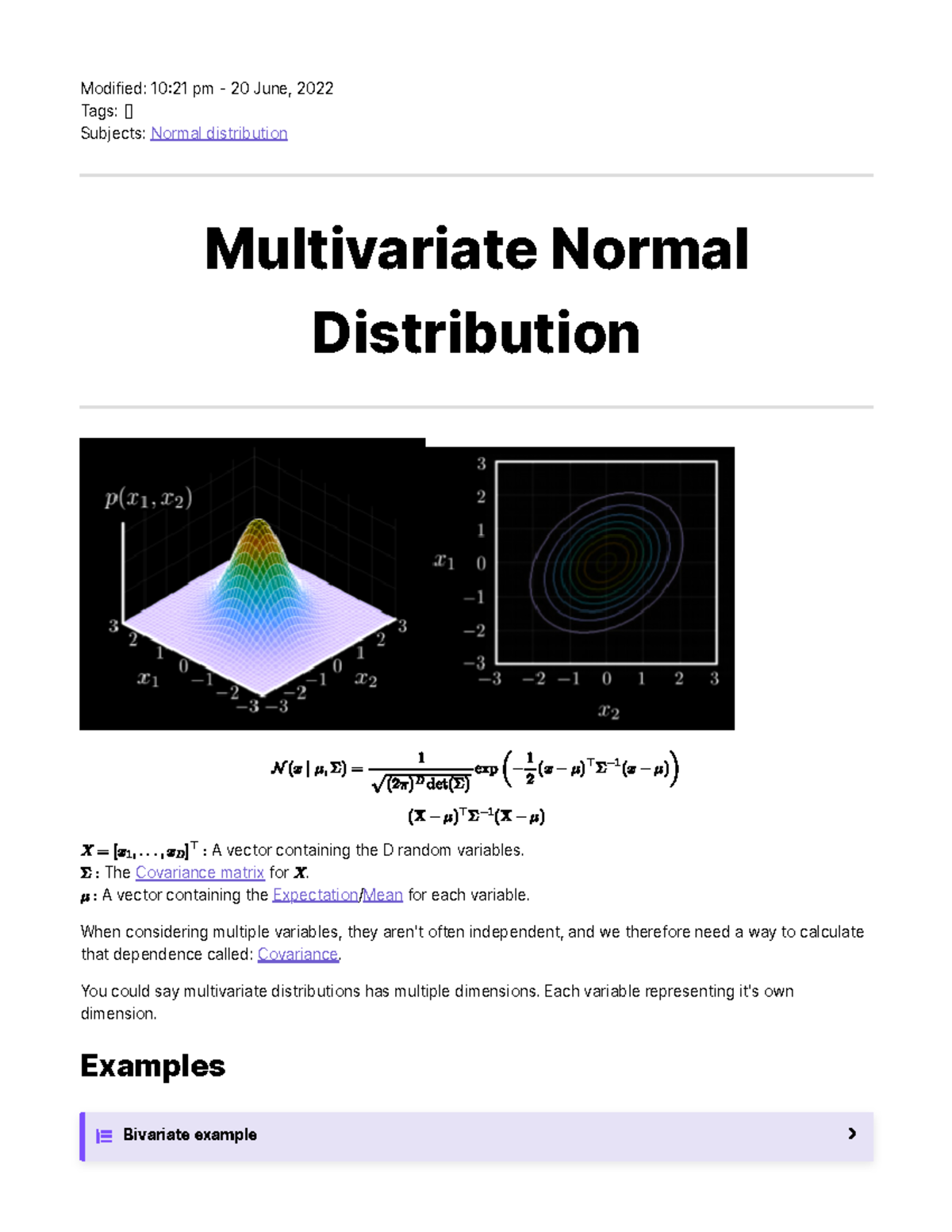Multivariate Normal Distribution - Modified: 1021 pm 20 June, 2022 Tags ...